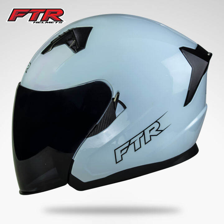 FTR Helmets Slide - Glossy Lt. Blue Half Face Open Face Dual Visor ...