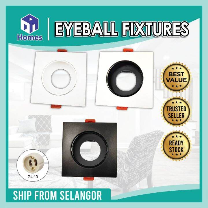 GU10 Eyeball Downlight Casing Square Adjustable Angle Recessed Ceiling ...