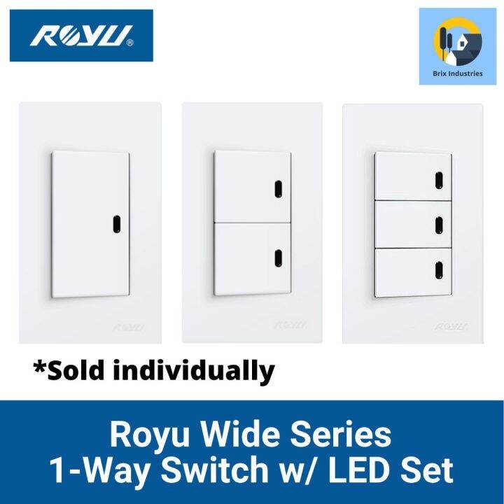 Royu Wide Series 1 Way Switch with LED Set 1 2 3 Gang WD601 WD603 WD605 ...