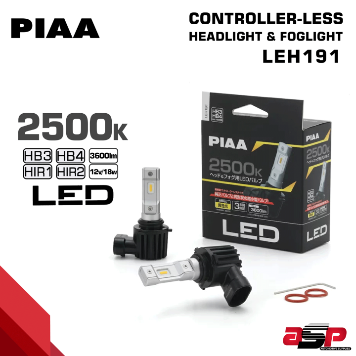 PIAA 2500K LED Bulb HB3/HB4/HIR1/HIR2 Headlight and Foglight with Built in Controller LEH191 ...