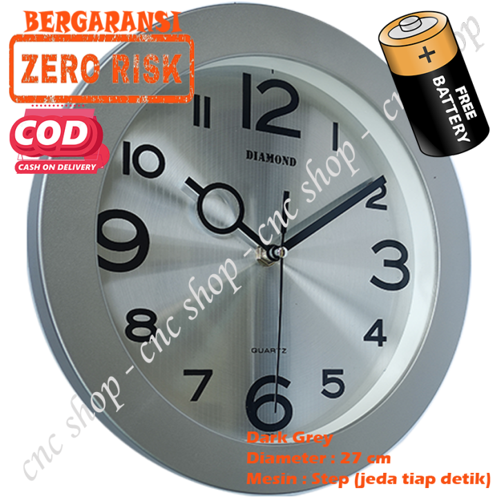 Jam Dinding besar bulat angka jumbo Plate Stainless tempel tembok ...