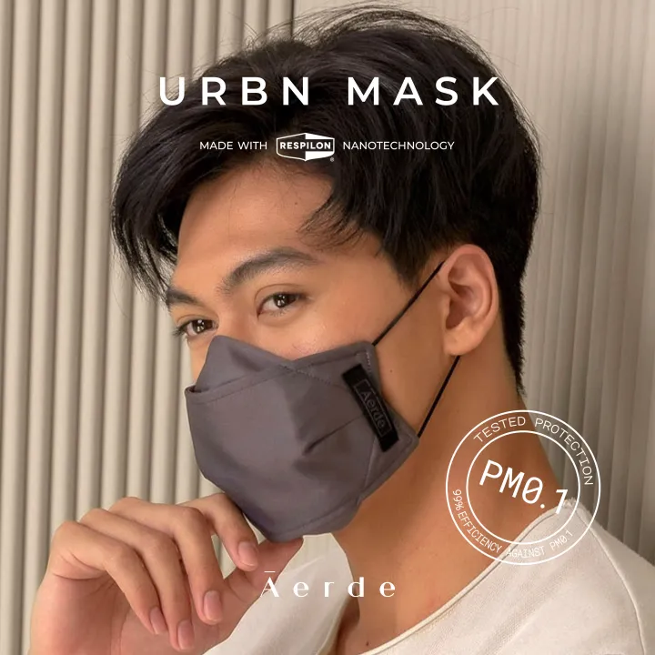 URBN Mask by Āerde (แอร์เด้) — Grey / สีเทา • หน้ากากนาโนไฟเบอร์ • กรอง ...