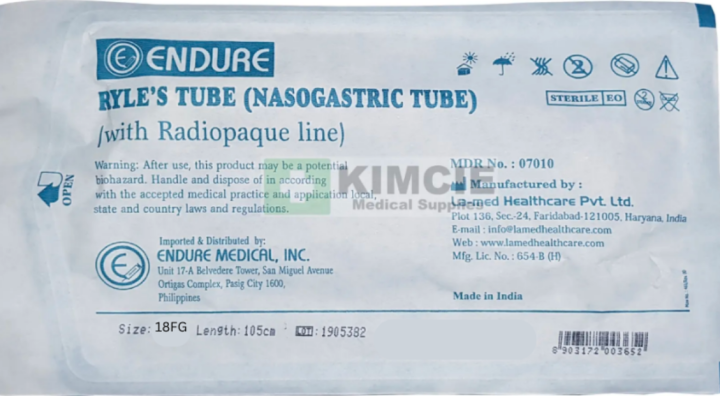Endure/Ryle Nasogastric Tube (NGT) FG18 (Medical Grade PVC - Soft like ...