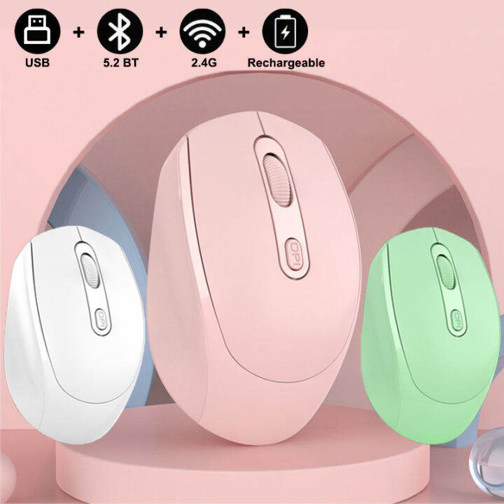 Rechargeable Bluetooth 5.0 -compatible Wireless Mouse 2.4G Optical Mice ...
