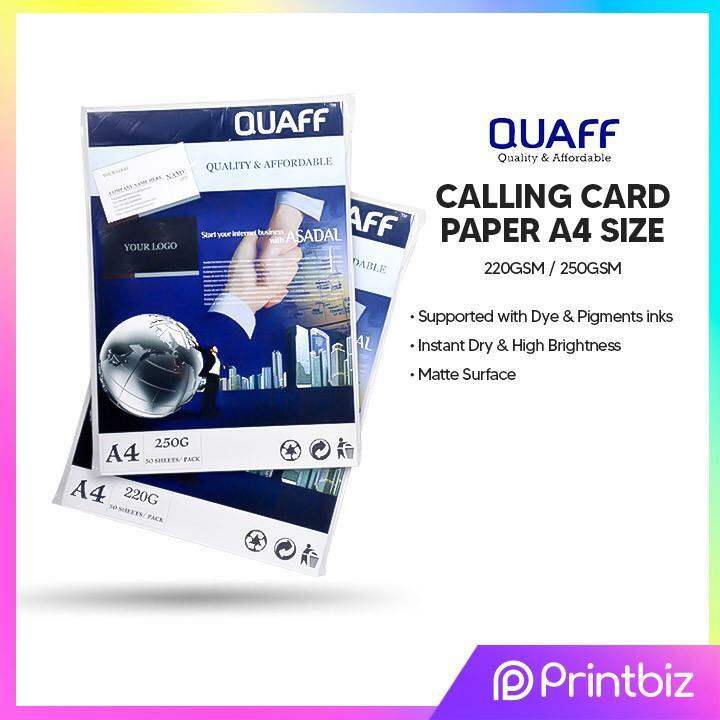 QUAFF Calling Card Paper A4 Matte 220GSM 250GSM | Lazada PH