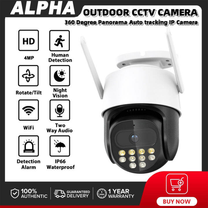 ALPHA 4MP Outdoor Security WiFi Camera 360° Live View Motion Tracking ...