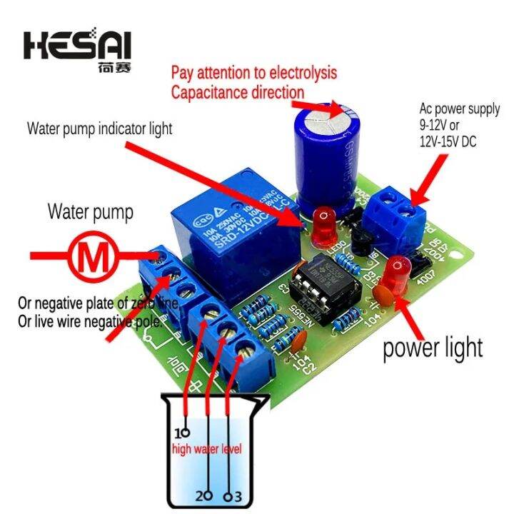 NE555 Water Level Switch Controller Kit Water Level Sensor Automatic ... NE555 Water Level Switch Controller Kit Water Level Sensor Automatic ...