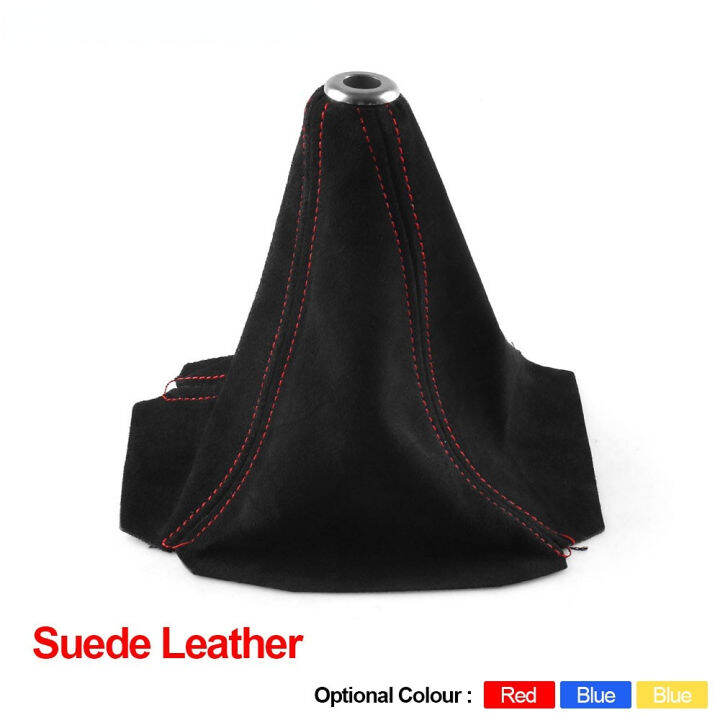 Universal Car Gear Shift Collars Covers Suede Leather Gear Stick Shift Shifter Knob Cover Boot ...