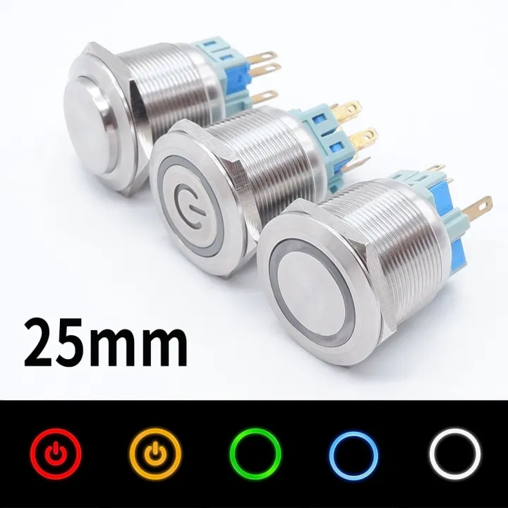 25mm Metal Push Button Switches Waterproof IP66 Stainless Steel ...