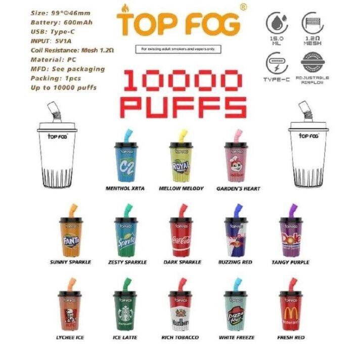 hot Top Fog Up To 10k Puffs Disposable Vape Pod Vaping Dispo 10000 ...