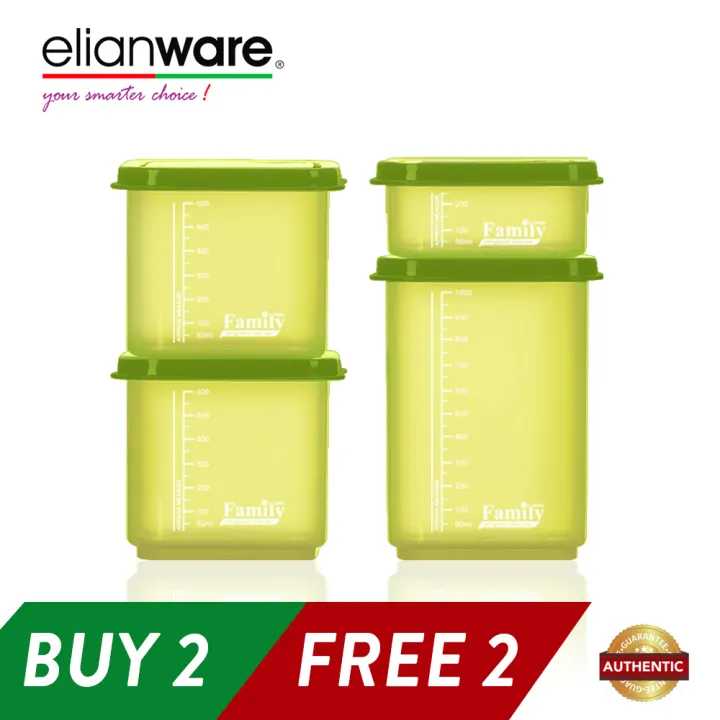 Elianware Stackable Plastic Food Containers Set (4 Pcs) | Lazada Indonesia