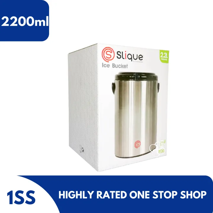 Slique Stainless Steel Ice Bucket with Tong, 2200ml | Lazada PH
