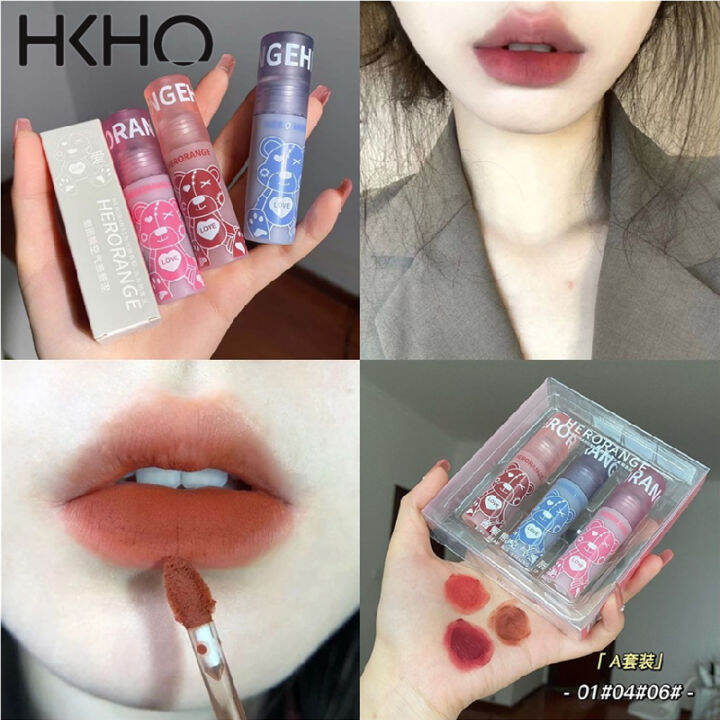 HKHO Love Bear Air Lip Mud Matte Velvet Lipstick Lip Glaze Lasting Non ...