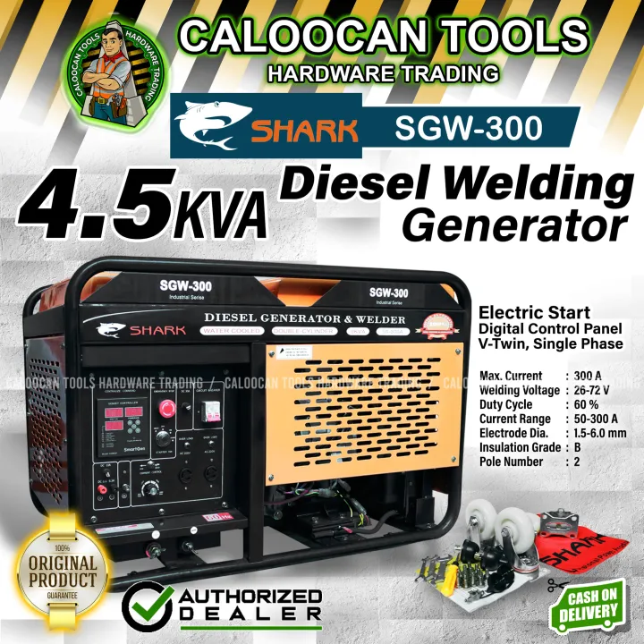 SHARK ITALY 4.5kva 300A Open Type Water Cooled Diesel Welding Generator ...