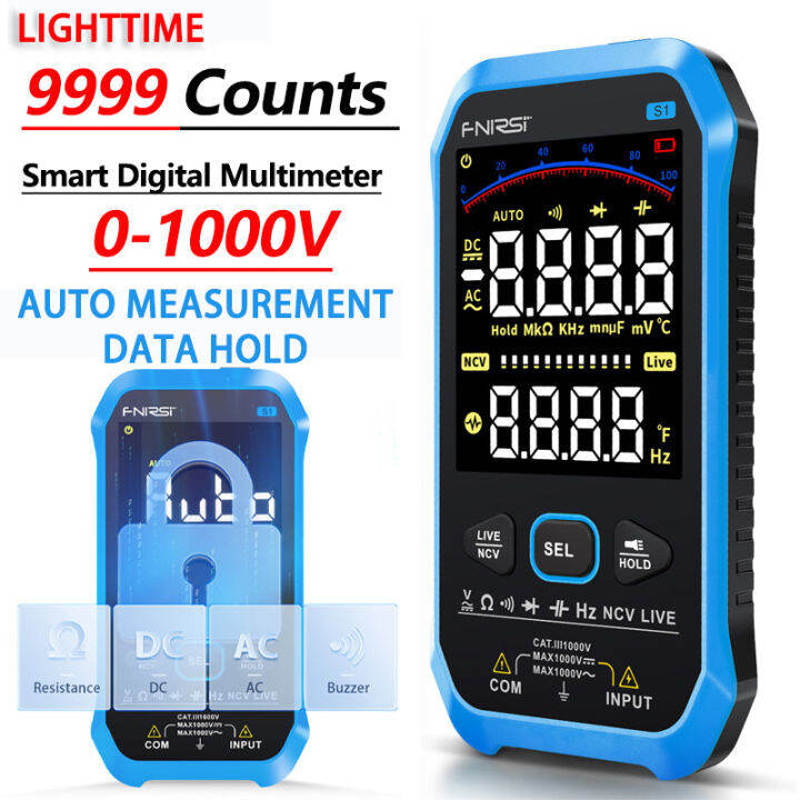 0-1000V AC DC Smart Multimeter Color Screen Digital Multimeter 9999 ...