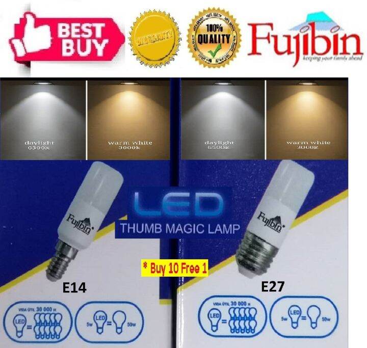 【BUY 10 GET 1 FREE】Fujibin LED Thumb Magic Lamp/Bulb (3000k/6500k) 5W ...
