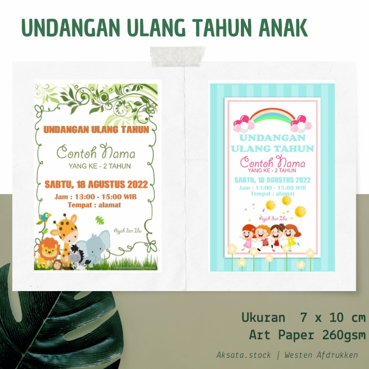 (ISI 50pcs) Undangan Ulang Tahun Anak Birthday Kids Undangan Lucu ...