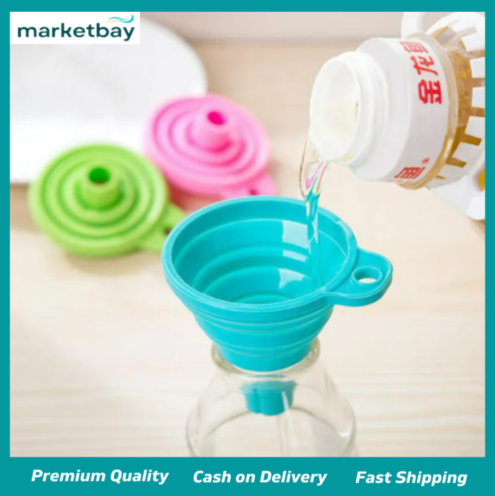 Marketbay Mini Foldable Silicone Funnel Funnel Practical Collapsible Funnel Random Color ...