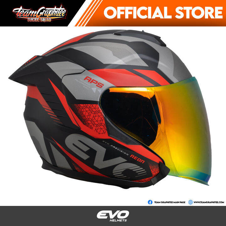 EVO RX-5 AEON RED HALF FACE DUAL VISOR HELMET WITH FREE CLEAR LENS ...