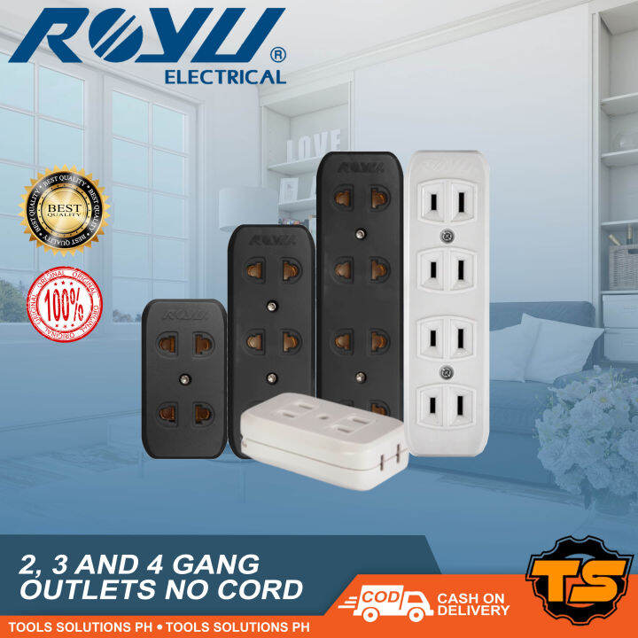 ROYU ELECTRICAL 2, 3 AND 4 GANG OUTLETS (NO CORD) UNIVERSAL, FLAT PIN ...