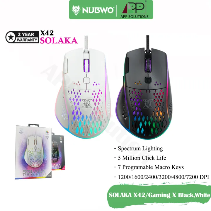 Nubwo X42 MOUSE(เม้าส์)OPTICAL GAMING รุ่นSOLAKA X42(Black/White)-APP ...