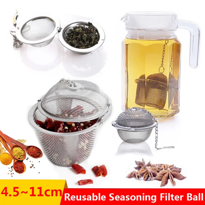 Reusable Stainless Steel Teakettle Locking Tea Filter Seasoning Ball ...
