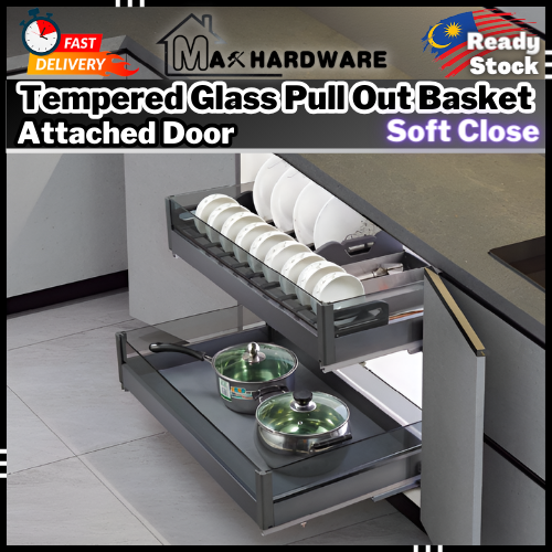 Deluxe Stainless Steel 304 Tempered Glass Pull Out Basket With Soft ...