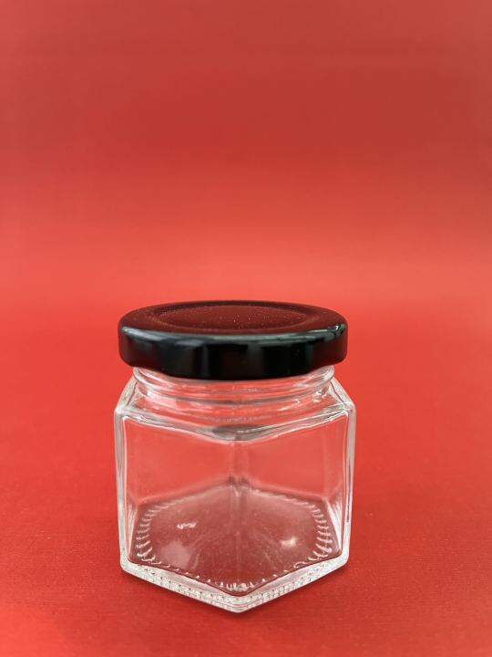 24Pcs 60ML Hexagon Glass Jar Size 5CM X 5CM X 5.4CM Available With Free ...