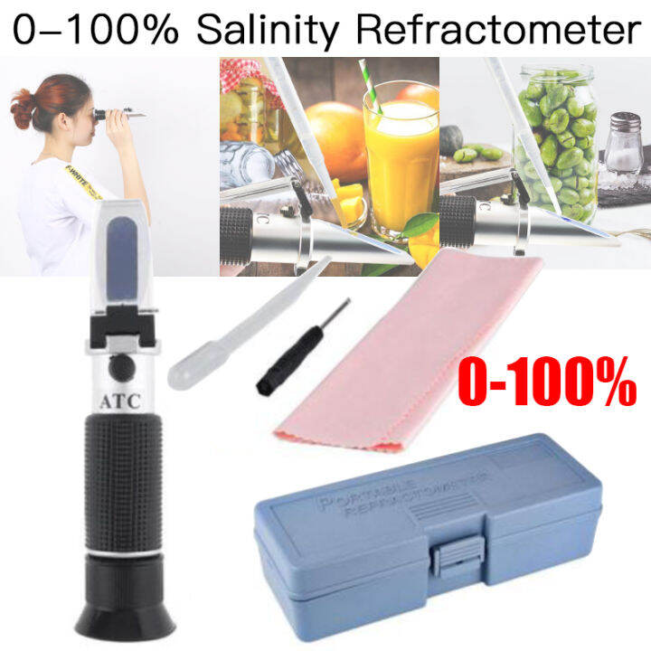 0-100‰ Refractometer For Salt In Brine Food Salinity Tester ATC Sodium ...