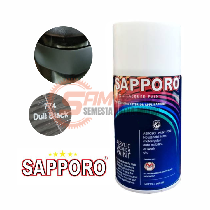 Cat Semprot Sapporo 774 Black Dull Colour Spray Warna Hitam Doff Pilox ...