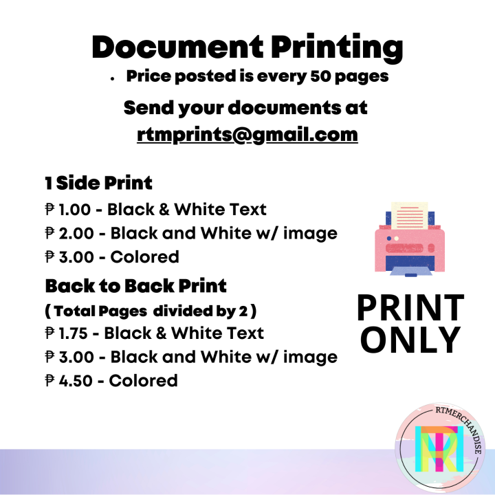 RTM Piso Printing Services (A4 Size Document Printing) | Lazada PH