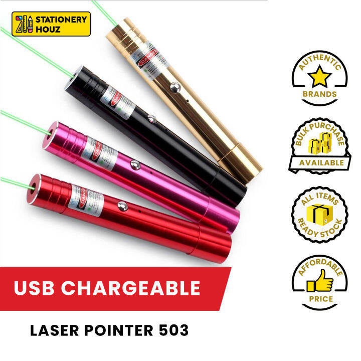 Stationery Houz USB Chargeable 503 Red Laser Pointer / Heavy Duty / Wavelength 650nm / Class III ...