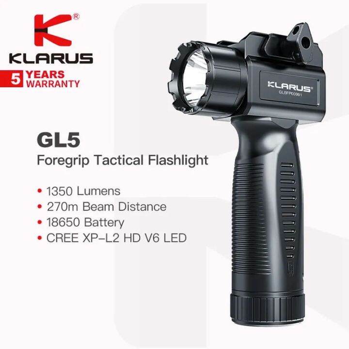 Klarus GL5 Foregrip Tactical Flashlight With 18650 Battery, 1350 Lumens ...