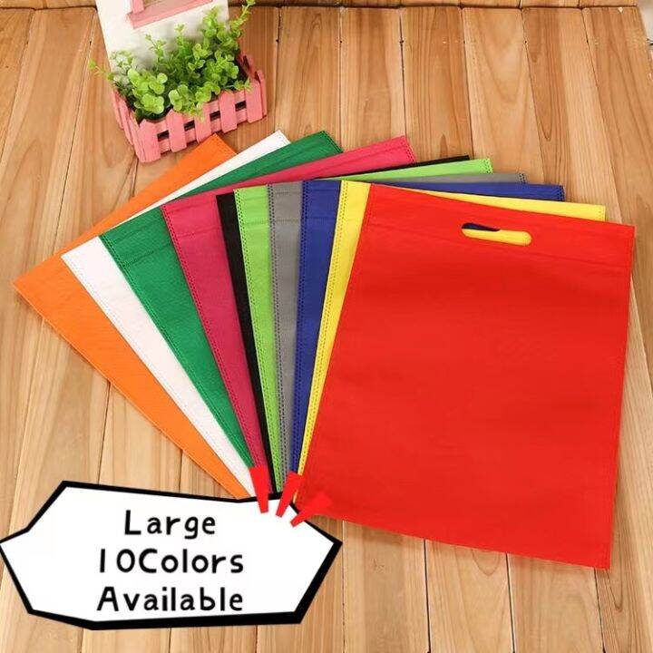 Large(12*15 Inches) 50 Pcs Flat Eco Bag Non-woven Handbag D Cut Pouch Shopping Gift Storage Tote ...