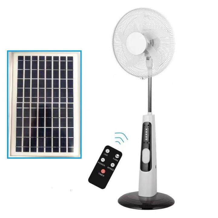 JD-999 Fan with Solar Panel 12V AC DC Fan Standing Fan Floor Fan With ...