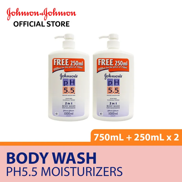 Johnson's PH5.5 2in1 Body Wash With Moisturizers 750ml + FREE 250ml x 2 | Lazada