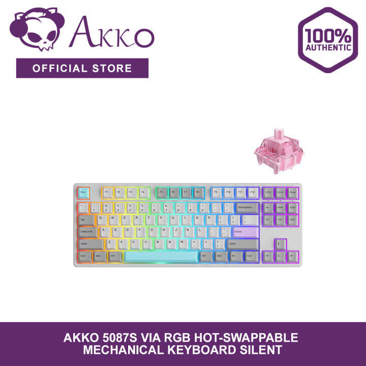 Akko 5087S Via RGB Hot-Swappable Mechanical Keyboard Silent (Gateron ...