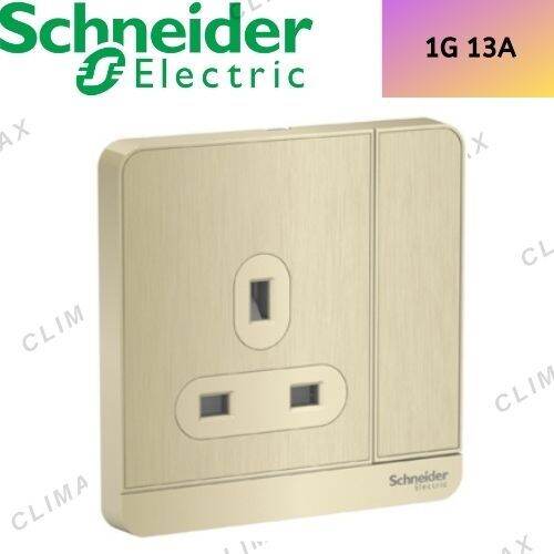 Schneider AvatarOn 13A 1G Switch Socket Outlet - Metal Gold Hairline ...