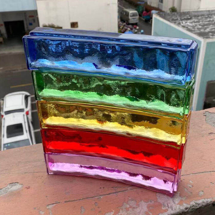 Stone transparent square glass brick long perforated crystal brick ...