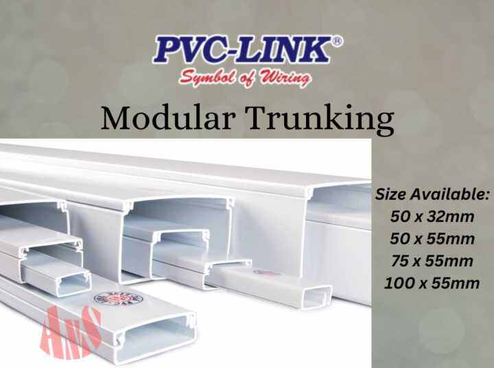 Pvc Link Pvc Modular Trunking Casing WHITE 1.83MTR 6FTS 2x1 2x2 3x2 4x2 ...
