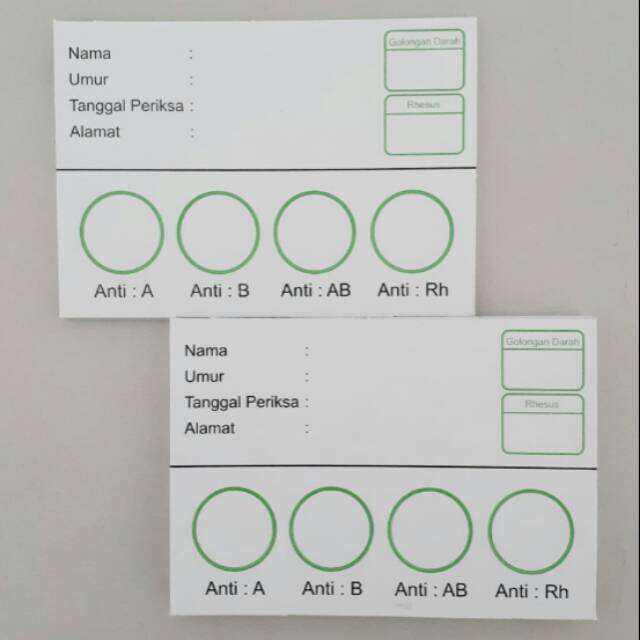 Kartu Golongan Darah Isi 100 Lembar | Kertas Tes Golongan Darah ...
