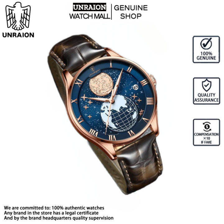 UNRAION Swiss Brand Waterproof Luminous Men's Watch Ultra-thin Calendar ...