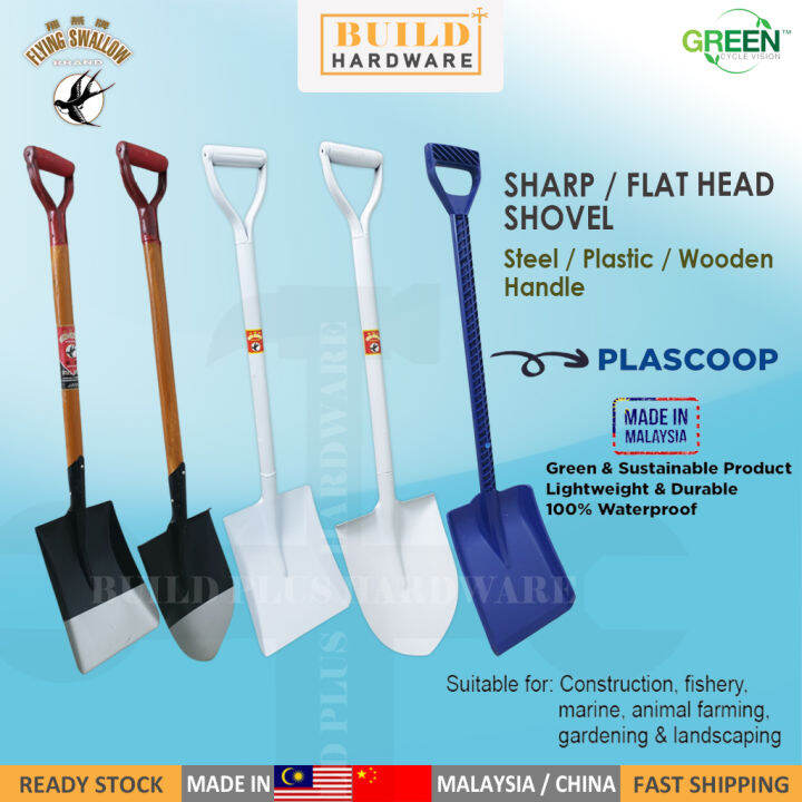 Sharp / Flat Head Shovel with Steel / Plastic / Wooden Handle GCV ...