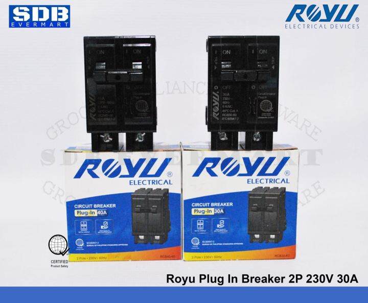 Royu-Circuit Breaker Plug in Breaker-2 Pole 230V 60Hz 30A and 40A ...