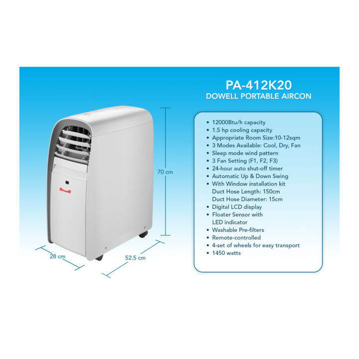 Dowell 1.5HP PA-412k20 Portable Aircon | Lazada PH
