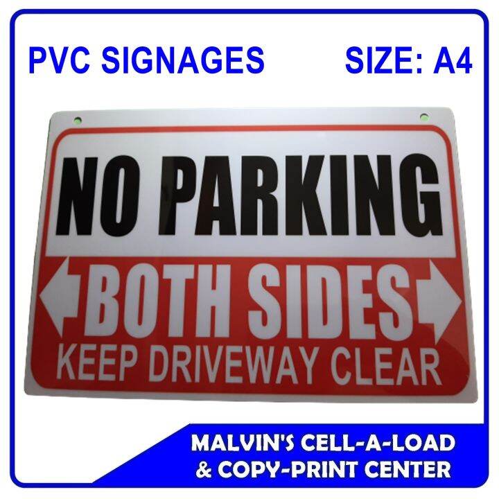 PVC SIGNAGE - NO PARKING BOTH SIDES - A4 size | Lazada PH