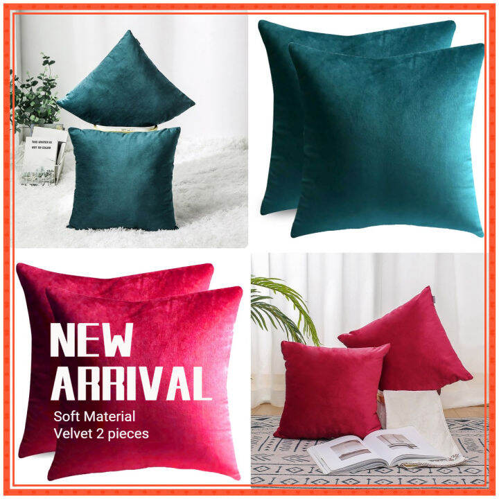 【2-piece set】Simple and Modern Velvet Pillow Cover Morandi Color Home ...