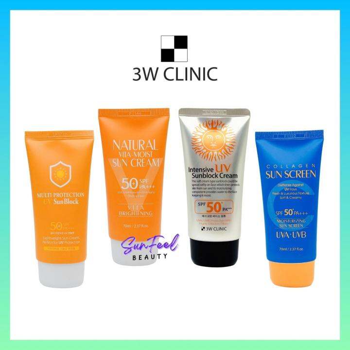 3W CLINIC Intensive UV Sun Block Cream | Collagen Sunscreen | Natural ...