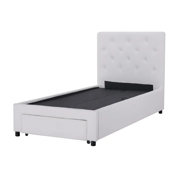 Tuffy Storage Bed Single (White Faux Leather) | Lazada PH