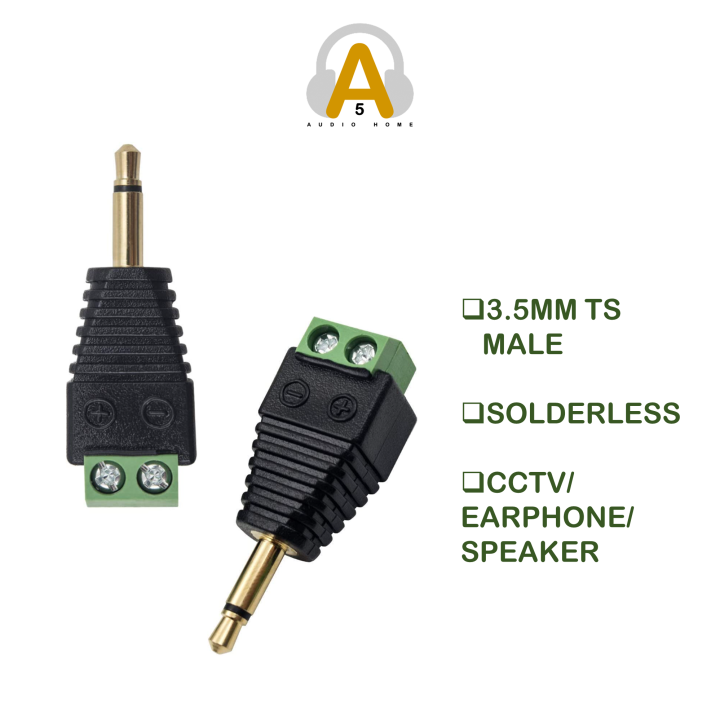 3.5mm Mono Speaker Wire Screw Terminal Adapter 1/8" TS Male to 2 Pin ...